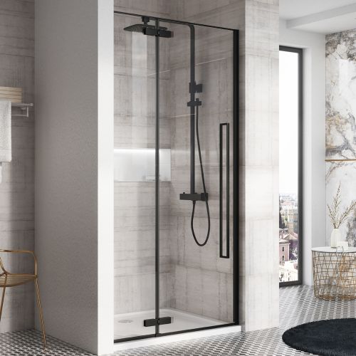 Taylor Black Hinged Shower Door - 1200mm | Matt Black Shower Screen