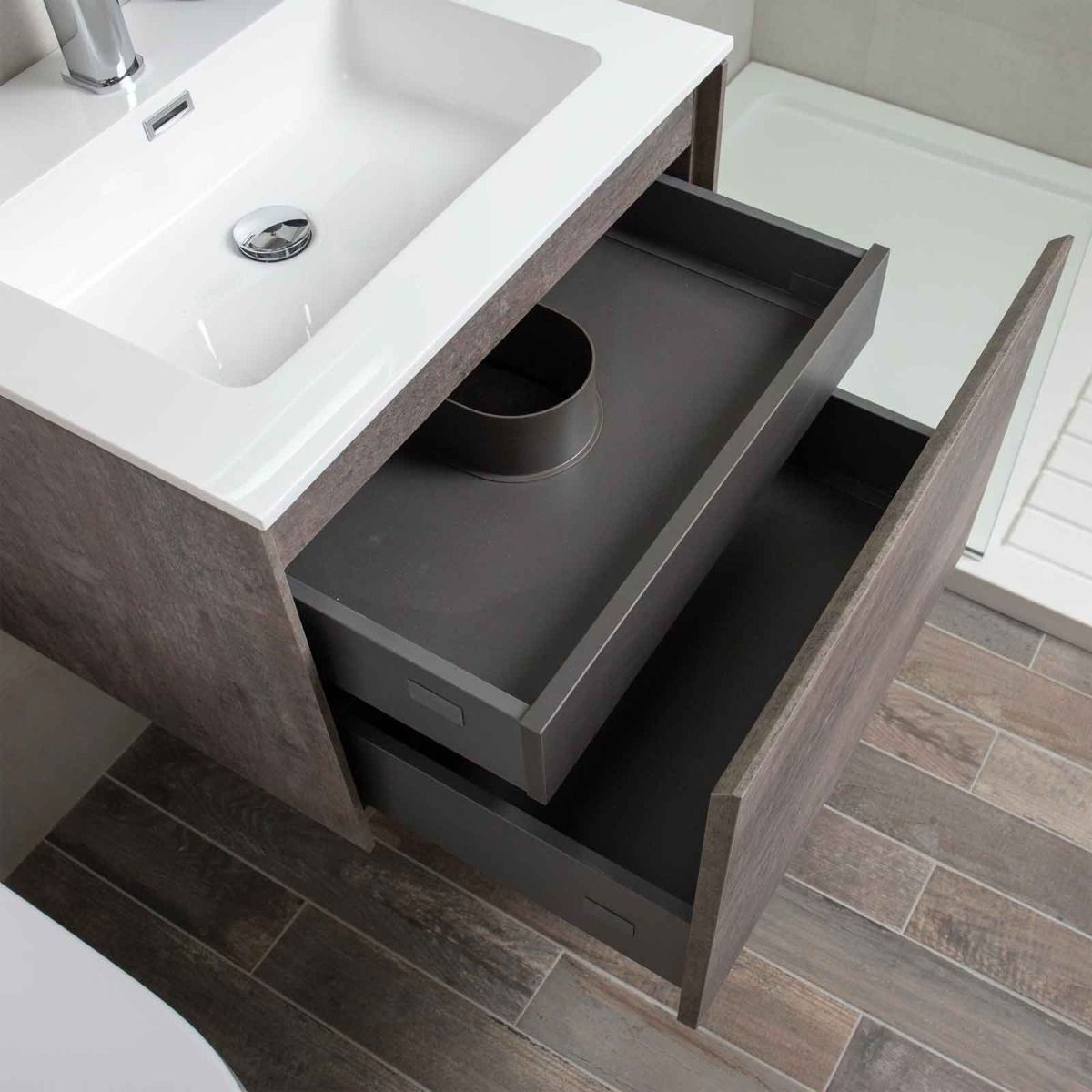 Easy Bathrooms Wall Mounted Vanity Unit Metallic & White Resin Basin ...