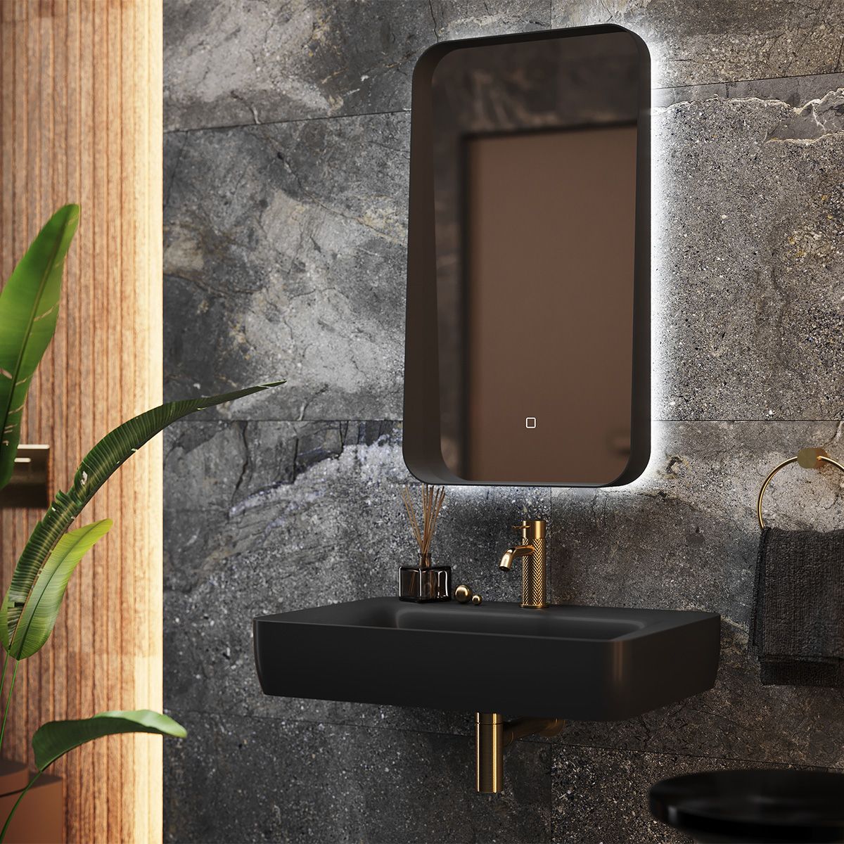 Maine Rectangular Backlit LED Mirror - 500x900mm | Rectangular Light-Up ...