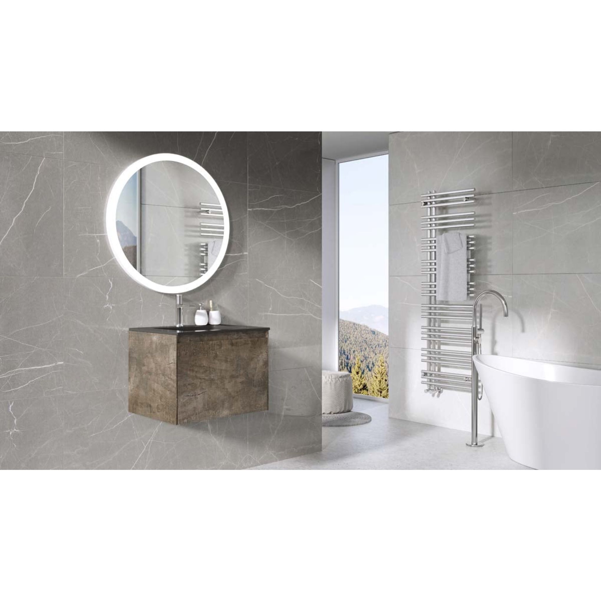 Easy Bathrooms Wall Mounted Vanity Unit Metallic & Black Resin Basin ...