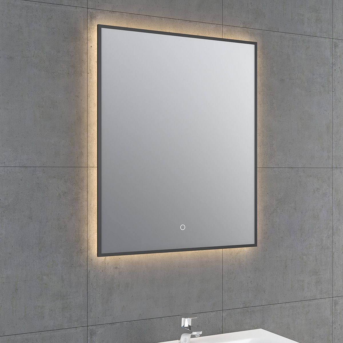 Rione Rectangular Black Backlit LED Mirror 500x725mm | Black Framed ...