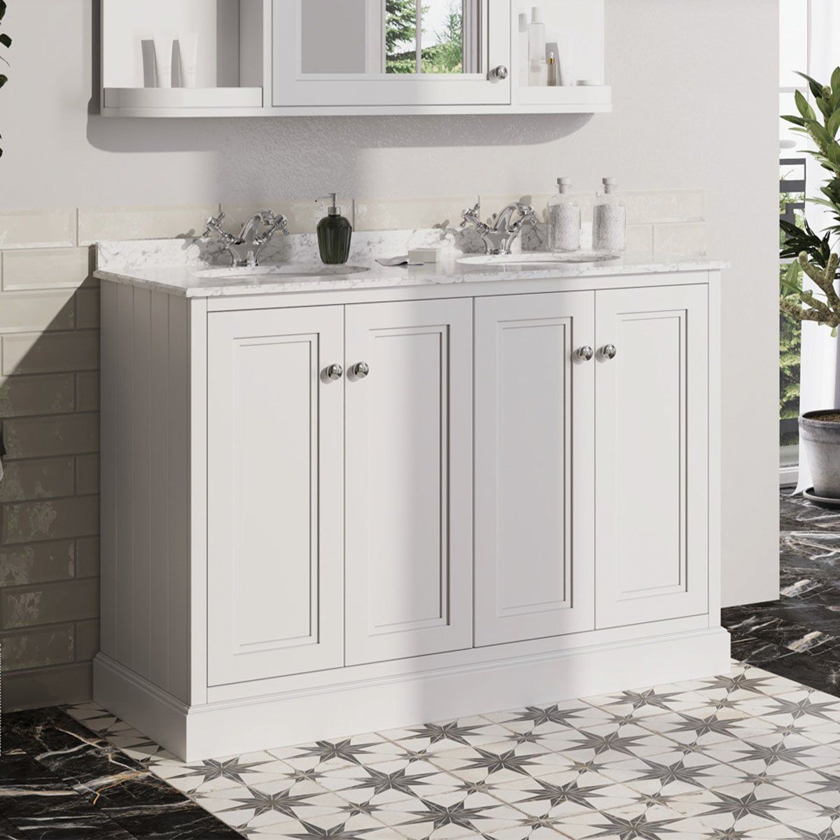 Richmond Square Double Vanity Unit in Matt White – 1200mm | White ...