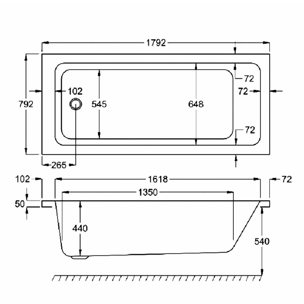Carron Quantum Single Ended Bath - 1800x800mm| Carron Baths