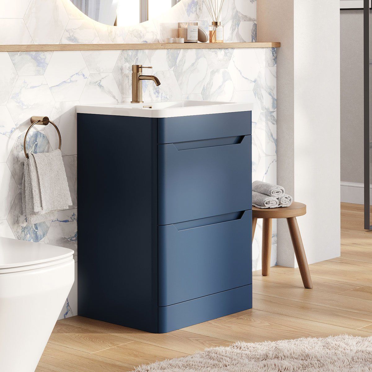 Ellis Floor Standing 800mm Vanity Unit in Matt Black | Freestanding ...
