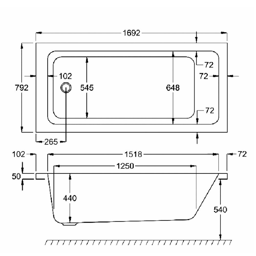 Carron Quantum Single Ended Carronite Bath - 1700x800mm| Reinforced Baths