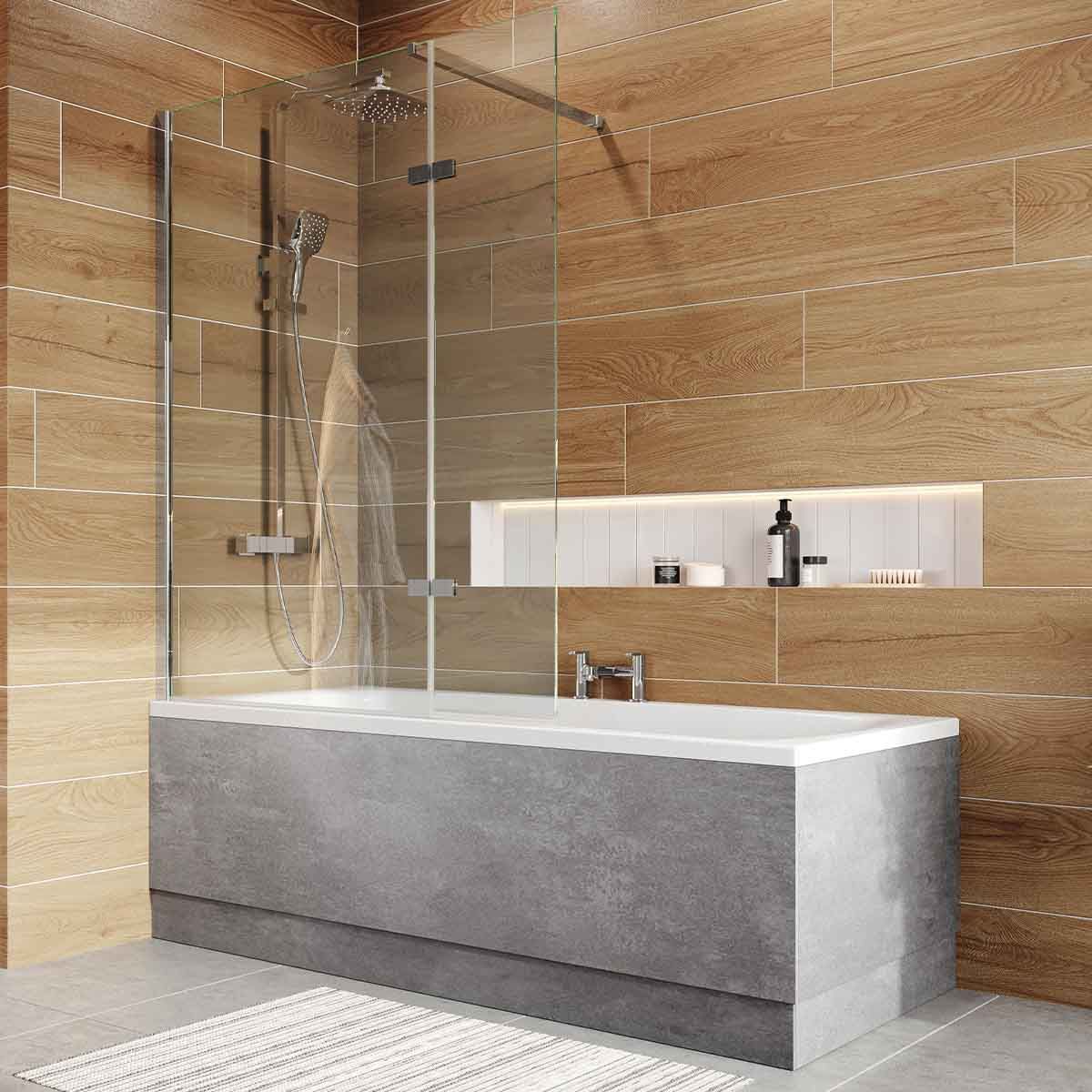 Royle Fixed Bath Screen with Hinged Panel | Easy Bathrooms & Tiles