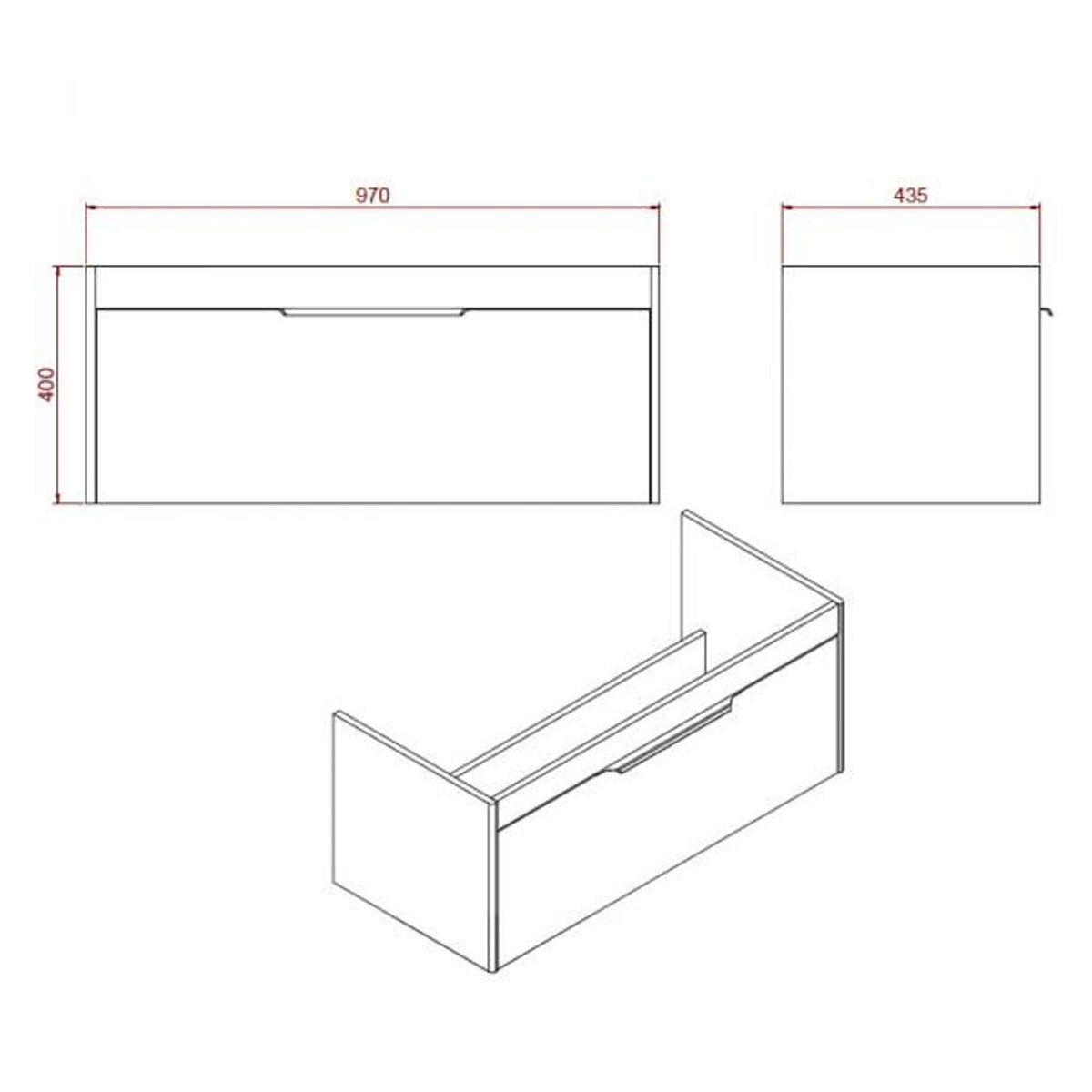 Britton Shoreditch 1000mm Wall Hung Single Drawer Unit with Ice Blue ...