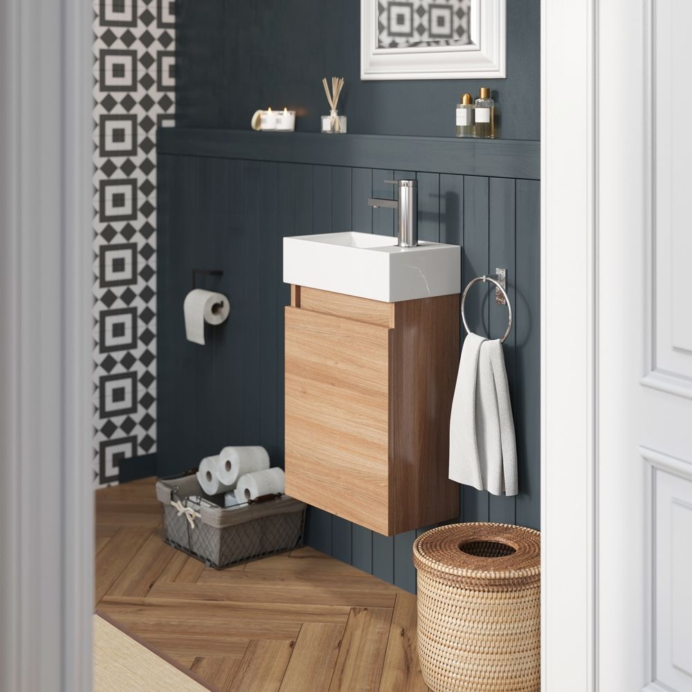 Easy Bathrooms 390mm Cloakroom Vanity Natural Oak | Cloakroom Vanity Units