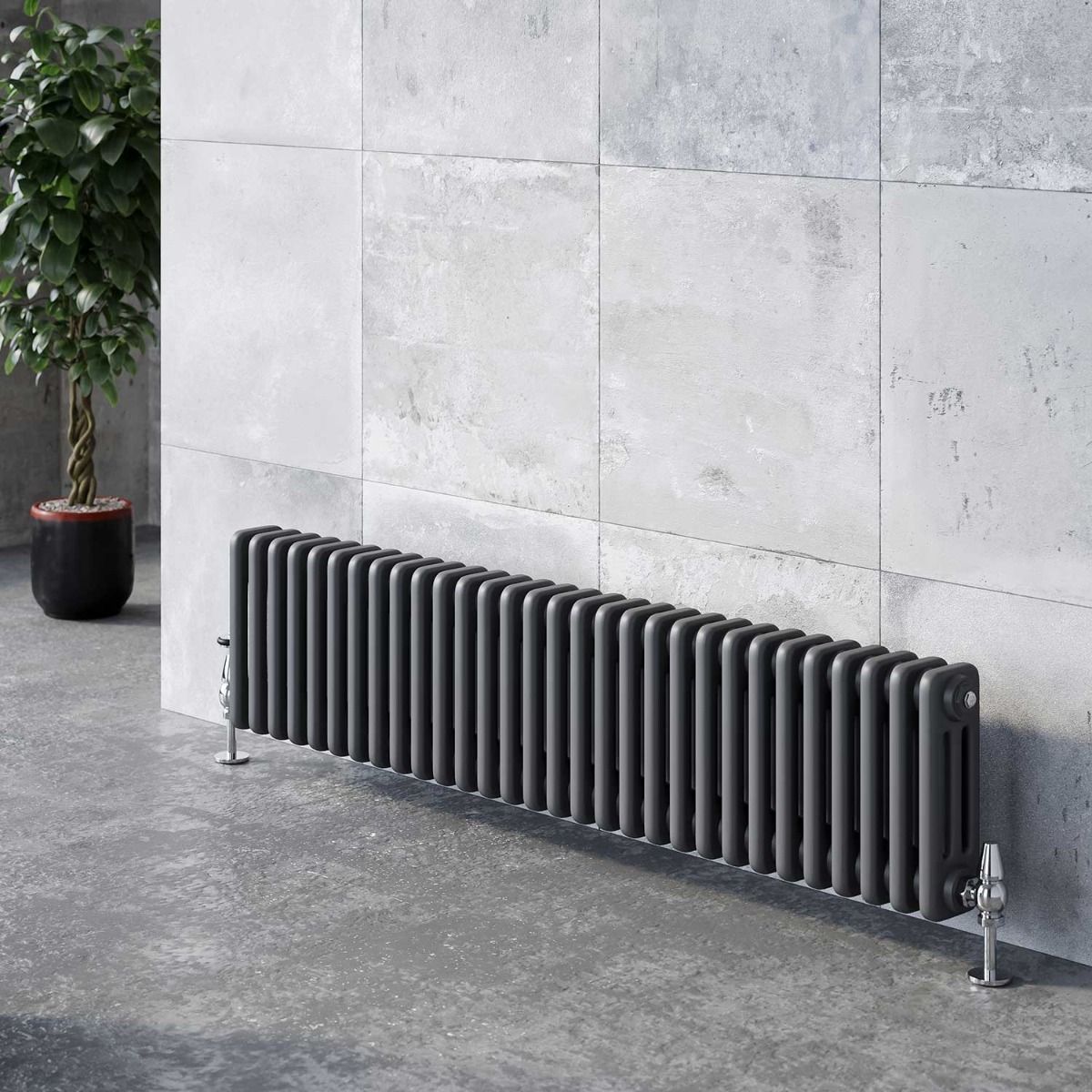 Upton 300x1370mm Triple Horizontal Column Radiator – Grey| Traditional ...