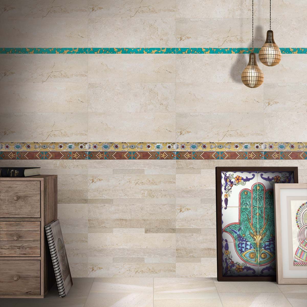 Ferriday Ivory Ceramic Tile 250 x 750mm | Easy Bathrooms