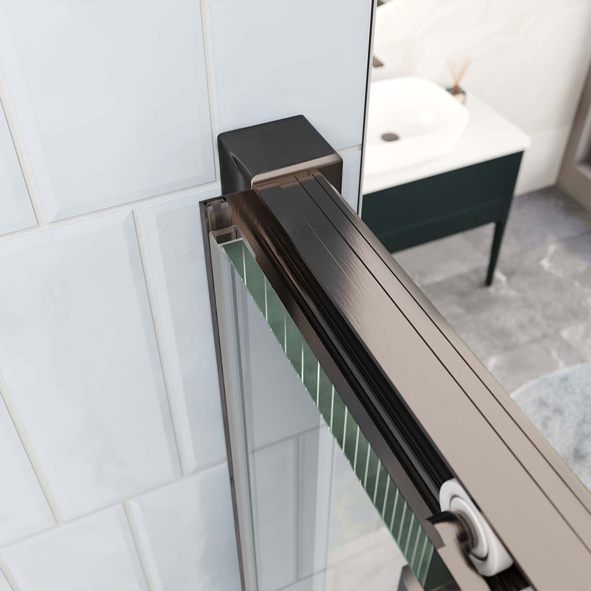 Fabio Gun Metal Sliding Shower Door - 1400mm | Gun Metal Sliding Shower ...