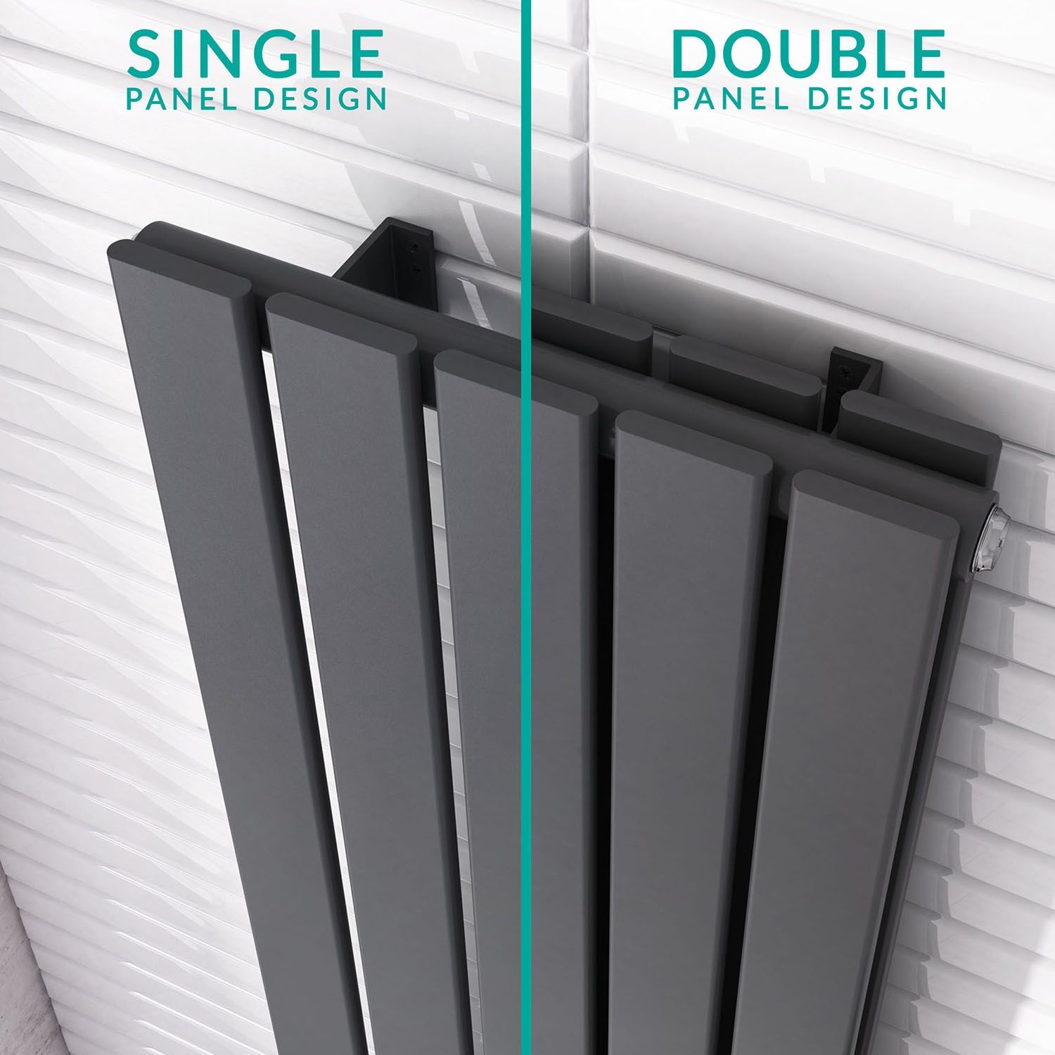 Perth Single Panel Grey Vertical Radiator – 1200x612mm | Tall Radiators