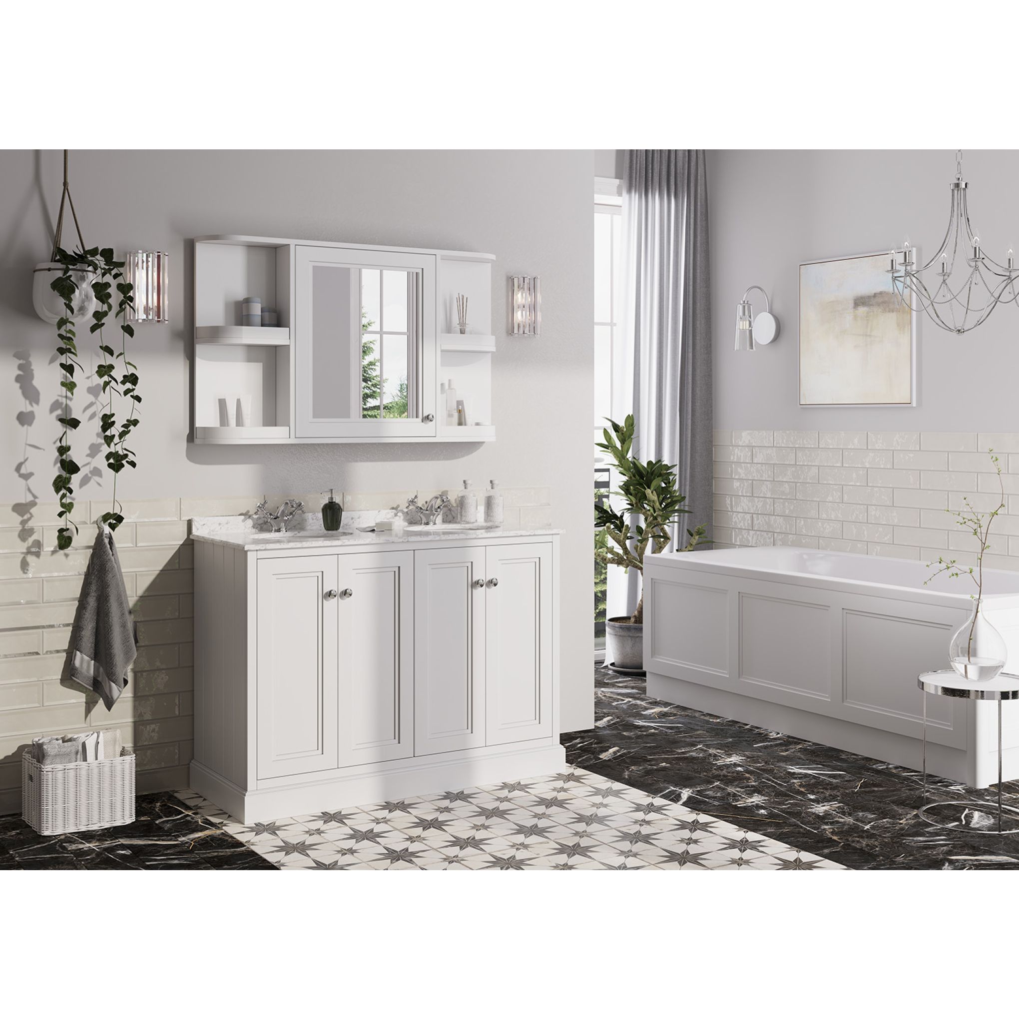 Richmond Square Double Vanity Unit in Matt White – 1200mm | White ...