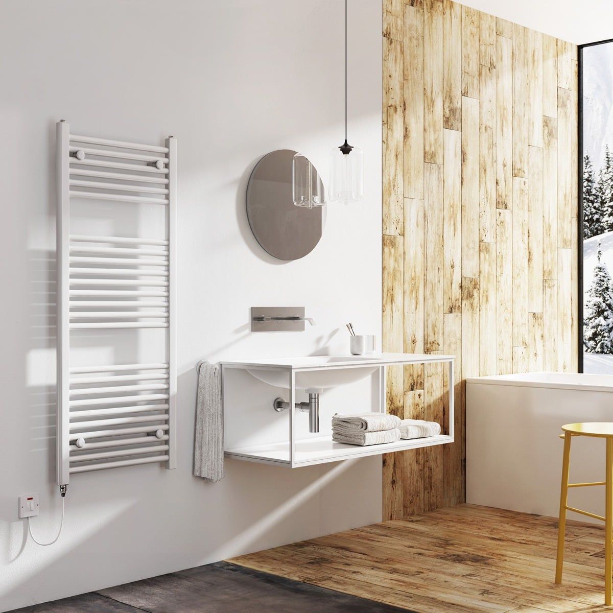 Neptune White Electric Heated Towel Rail – 1200x500mm | Electric Towel ...