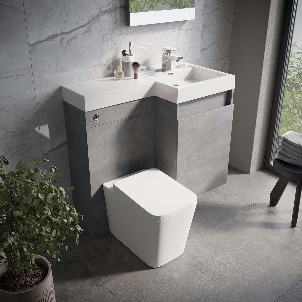 Summers 900mm RH Vanity Combination Unit in Concrete| Bathroom Furniture