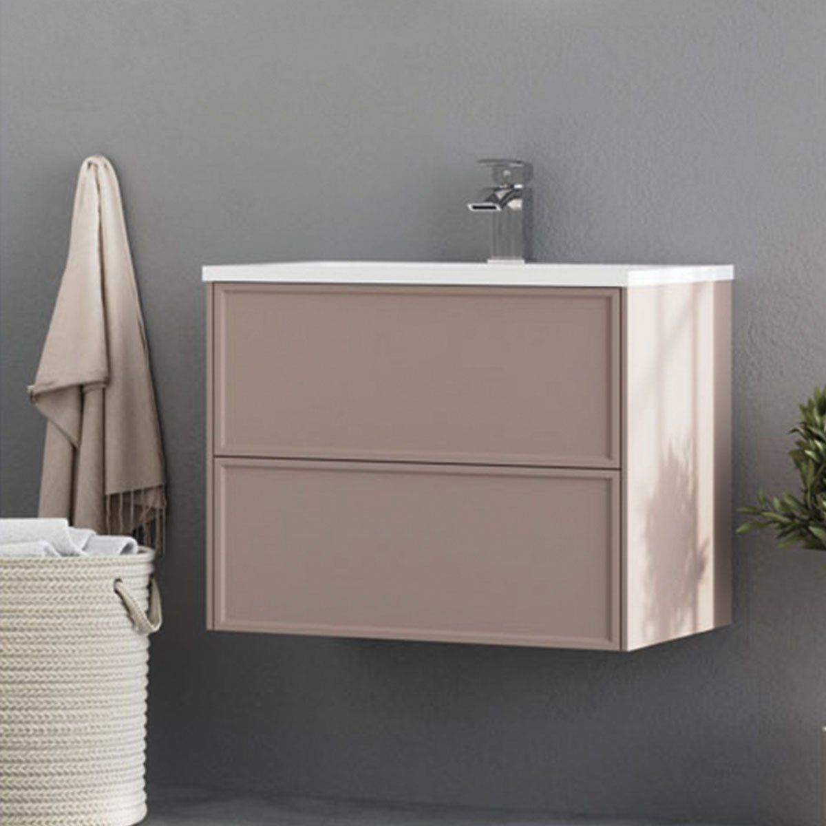 Easy Bathrooms Kendal 500mm Wall Hung Vanity Unit in French Blush ...