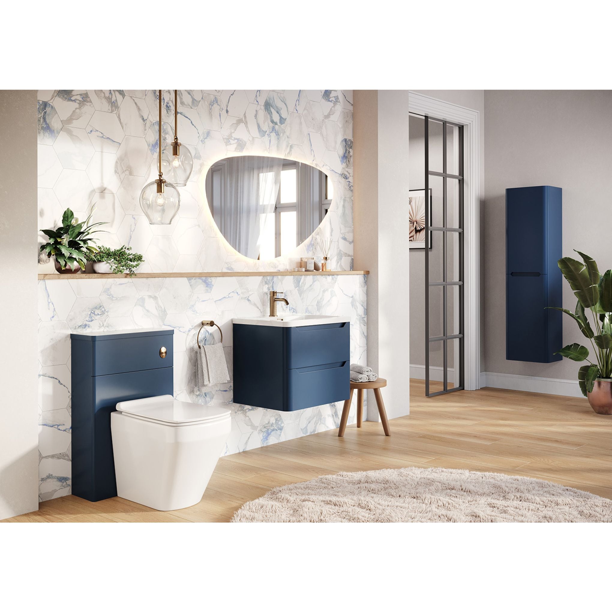 Ellis Wall Hung Bathroom Storage Unit in Royal Blue | Bathroom Storage