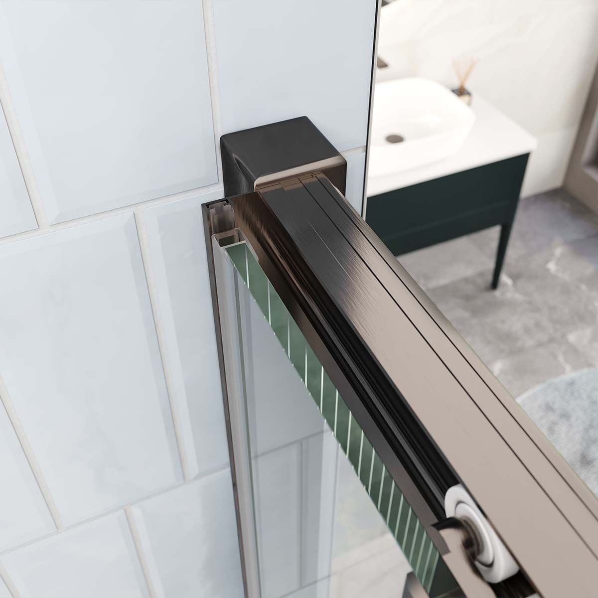 Fabio Gun Metal Sliding Shower Door Quadrant - 1000x900mm | Gun Metal ...