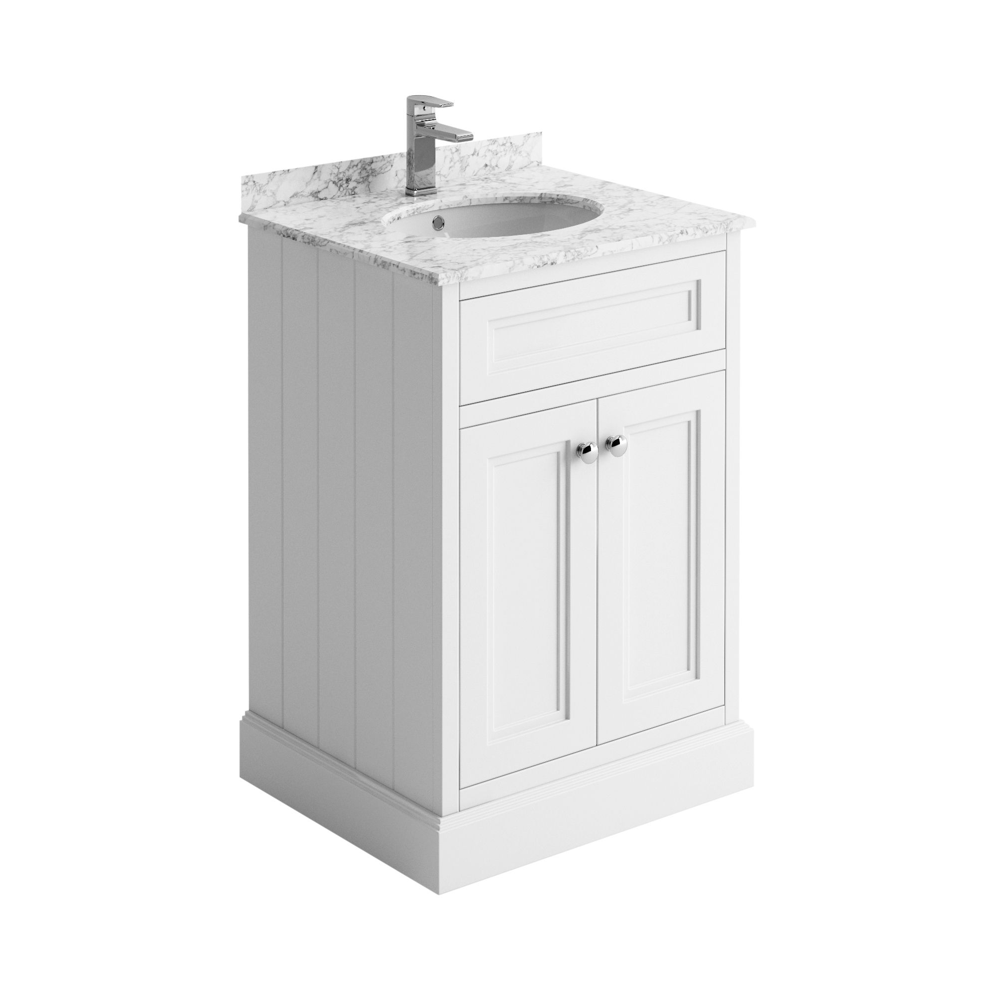 Richmond Square Traditional Vanity Unit in Matt White – 600mm | White ...