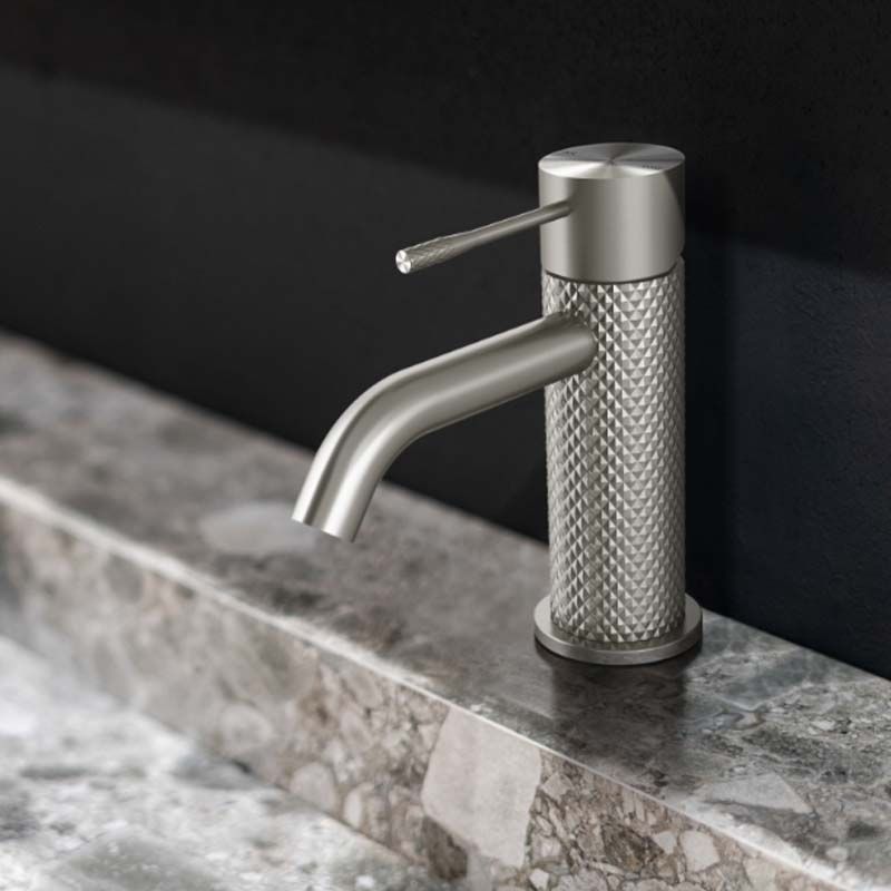 Moray Nickel Textured Basin Tap | Knurled Taps