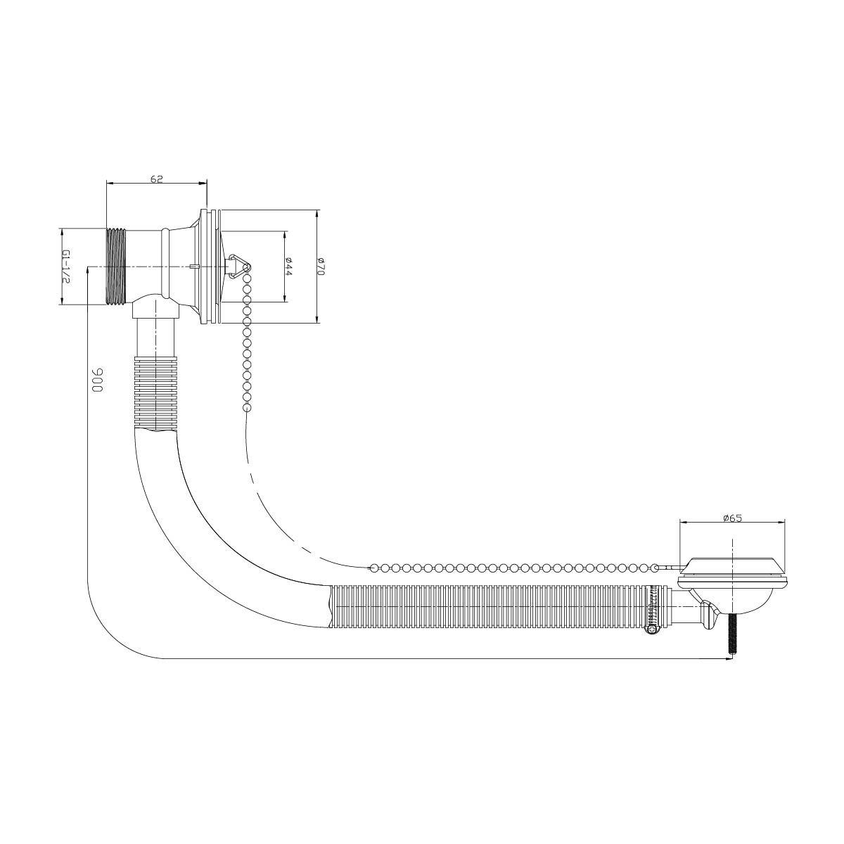 English Gold Plug & Chain Bath Waste | Gold Traditional Bath Waste