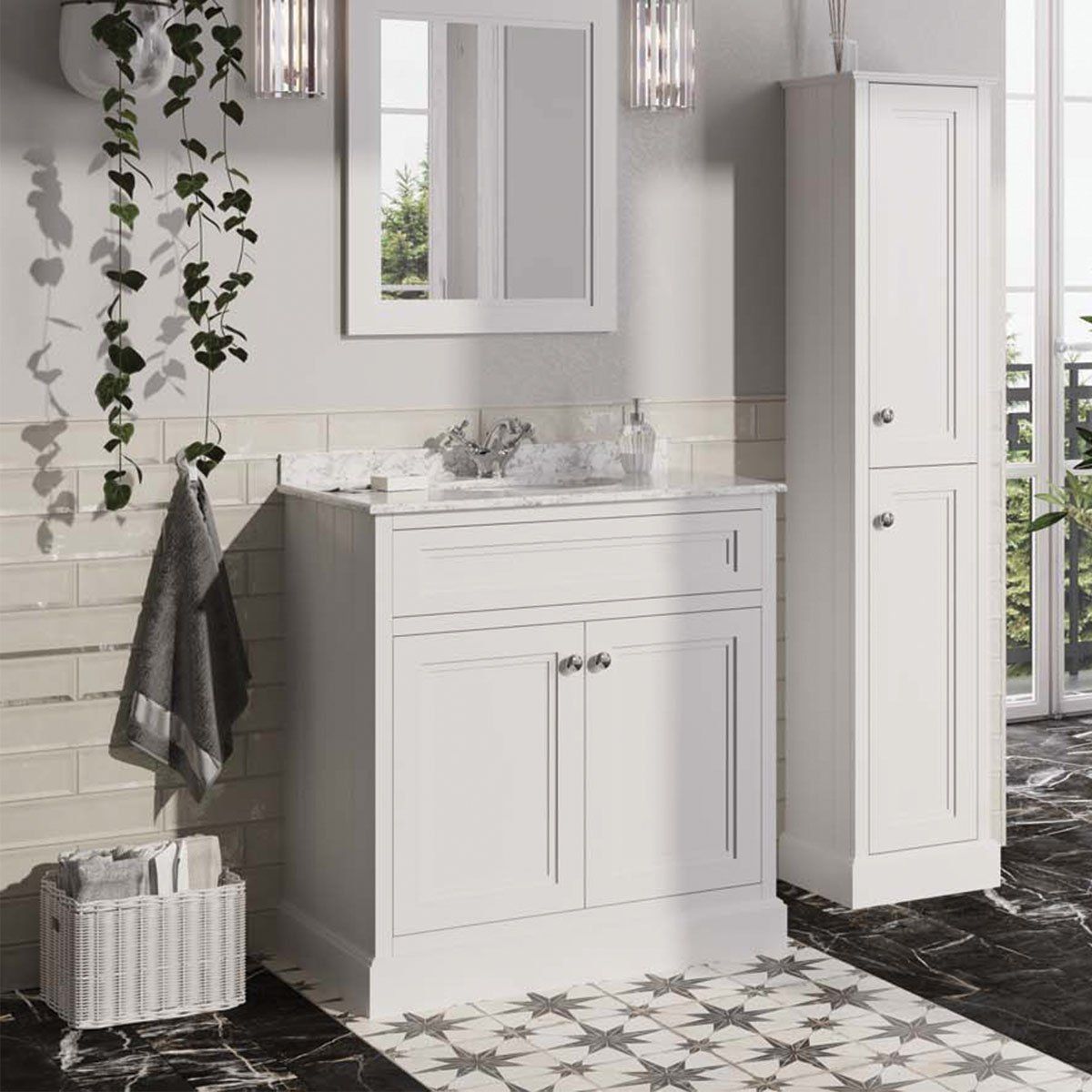 Richmond Square Traditional Vanity Unit in Matt White – 800mm | White ...